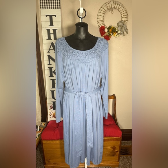 The Paragon | Dresses | The Paragon Womans Smocked Neckline Dress Blue ...